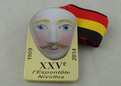China XXV I Espontole Nivelles Gold Plating Enamel Ribbon Medal 2.5 inch for sale