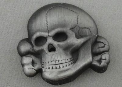 China Antique Silver Plating Skull Souvenir Badges Brass Stamped With Brooch Pin for sale
