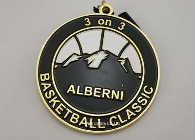 China Zinc Alloy Basket Ball Sports Enamel Medal Nickel Plating With 900 * 25 Mm Ribbon for sale