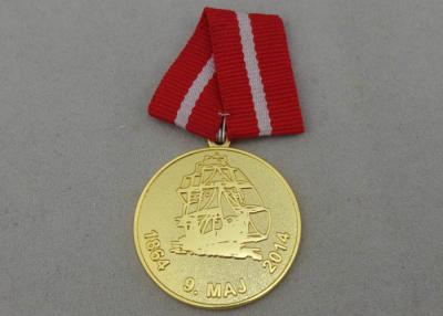 China Die Stamped Custom Awards Medals Brass With Gold Plating And Special Ribbon for sale