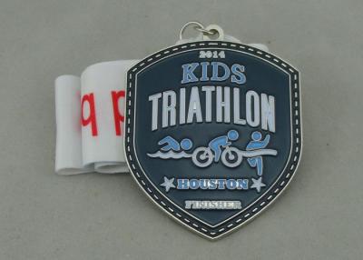 China Kids Triathlon Enamel Medal Zinc Alloy With Nickel Plating and Ribbon for sale