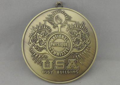 China USA Body Building Die Cast Medals with Ribbon / Cord  / Metal Chain for sale