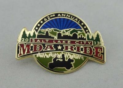 China Mda Ride Imitation Hard Enamel Pin Brass Die Stamped With Gold Plating for sale