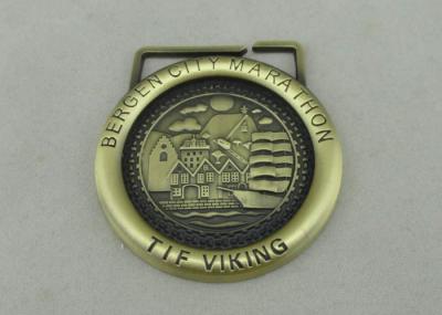 China Marathon Die Cast Medals By Zinc Alloy , Antique Gold Plating 3D for sale
