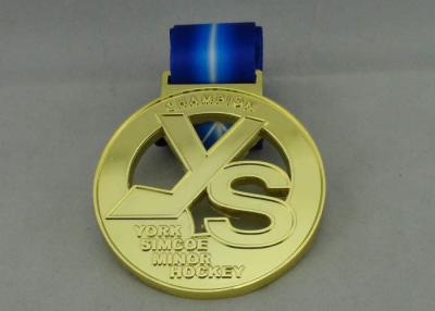 China Hockey Die Cast Medals With Blue Ribbon For Sport Meeting / Festival for sale