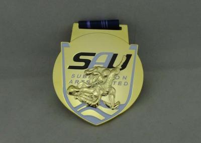 China Marathon Ribbon Medals Die Casting With Soft Enamel , 3D Gold Plating for sale