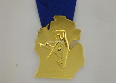 China Personalized Enamel Medal Ribbons , Awards Karate Medals Die Casting for sale