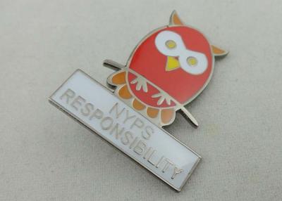 China NYPS promotional lapel pins By Iron Stamped With Safety Pin And Epoxy for sale