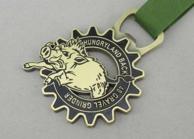 China Hungry Land Ribbon Medals Zinc Alloy Material With Soft Enamel and Antique Brass Plating for sale