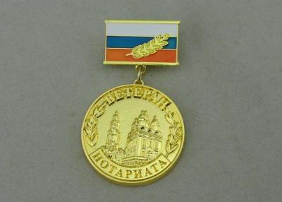 China 32 mm awards ribbons medals With Synthetic Enamel And Gold Plating for sale