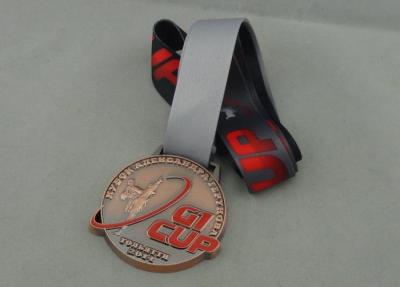 China Karate Ribbon Medals , Zinc Alloy Die Casting With Enamel And Antique Copper Plating for sale