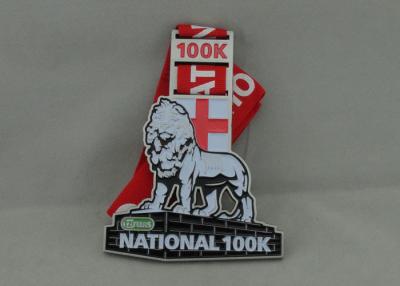 China Die Casting Enamel Medal For National 100k Antique Nickel Plating And Silk Screen Printing Ribbon for sale
