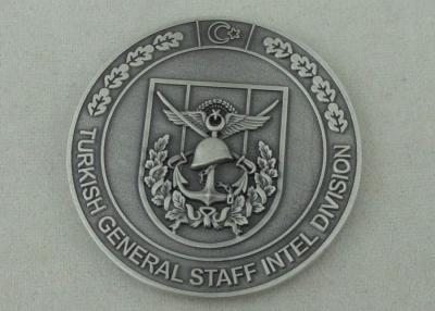 China Zinc Alloy Personalized Coins For Turkish General Staff Intel Division With Antique Silver Plating for sale