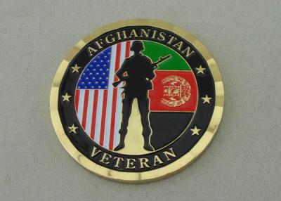 China Brass Stamped Afghanistan Veteran Personalized Coins With Box Packing And Gold Plating for sale