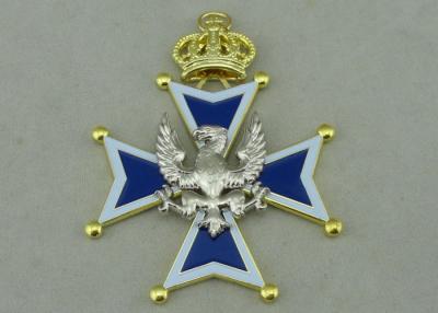 China 3D Crown Memorial Badges Die Casting And Silver Plating 2.5 inch for sale