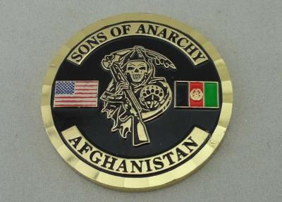 China USA Army Personalized Coins , Brass Die Stamped For Sons Of Anarchy With Box Packing And Gold Plating for sale