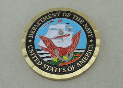 China USA Department Of The Navy Personalized Coins , 2.0 Inch Copper Die Stamped With Diamond Cut Edge for sale