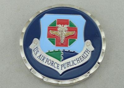 China US Air Force Public Health Personalized Coins , Zinc Alloy Die Casting in Size 1 3/4 Inch And Nickel Plating for sale