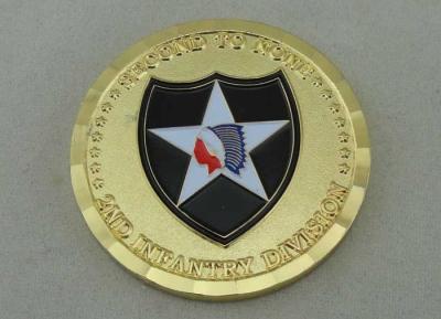 China 2ND Infantry Division Personalized Coins , Brass Die Stamped , Soft Enamel And Gold Plating for sale