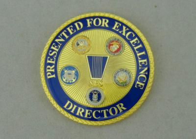 China Presented For Excellence Personalized Coin With Zinc Alloy Material 2.0 Inch And Rope edge for sale