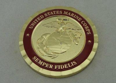 China USA Marine Corps Personalized Coins, 2.0 Inch Soft Enamel And Brass For SEMPER FIDELIS for sale