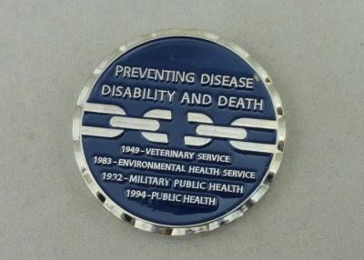 China 1 3/4 Inch Personalized Coin For Preventing Disease Disability And Death, Silver Plating With Zinc Alloy And Soft Enamel for sale