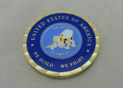 China US Navy SEABEES Personalized Coins , Brass Die Stamped In 2.0 Inch For We Build We Fight Coin for sale
