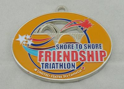 China Synthetic Friendship Medal Nickel Plating 2.5 Inch For USA Triathlon for sale