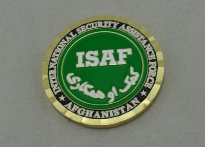 China Brass ISFA Personalized Army Coin Die Struck , Transparent Box Diamond Edge for sale