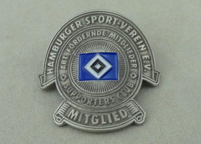 China Hamburger Sport Souvenir Curved Badges Pewter Antique Nickel Plating for sale