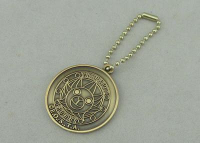 China 2.0 mm Promotional Keychain With Ball Chain   , Antique Gold Plating Die Casting for sale
