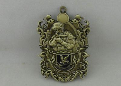 China 3.5 Inch 3D Die Cast Medals Zinc Alloy And Antique Brass Plating For OKINAWA for sale