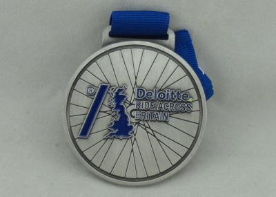 China Deloitte Blue Ribbon Zinc Alloy Medal 2.5 inch With Zinc Alloy Soft Enamel for sale