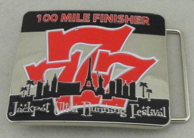 China Jackpot Ultra Running Festival Custom Made Belt Buckles 100 Miles Finisher With Soft Enamel for sale