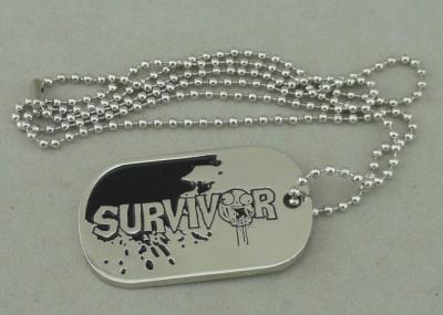 China Zinc Alloy Survivor Personalised Dog Tags Soft Enamel Long Ball Chain And Nickel Plating for sale
