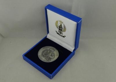 China Velvet Box Military Personalized Coins , 3D Zinc Alloy Die Casting And Antique Silver Plating for sale