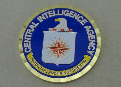 China Central Intelligence Agency Brass Military Coin , Soft Enamel And Gold Plating for sale