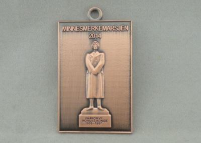 China 3D Zinc Alloy Antique Copper Plating Die Cast Medals For Haakon VII Norges Konge for sale