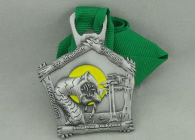 China Club Scrub Zinc Alloy 3D Ribbon Medals Die Casting With Soft Enamel / Antique Silver for sale