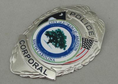 China 3D Brass Die Struck Police Army Badges With Sticker And Special Clip for sale