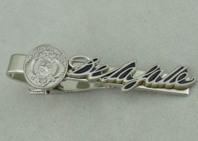 China 22 mm Special Cufflink Custom Tie Bars 3D Brass Stamped Silver for sale