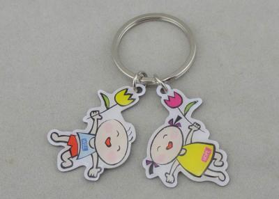 China Stainless Steel Promotional Keychain Offset Printing With Silver Plating for sale