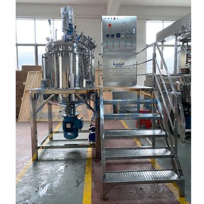 China 1000L Fixed High Shear Vacuum Emulsifier Mixer Heating Cosmetic Reactor for sale