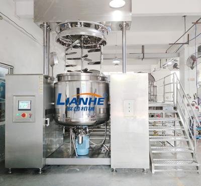 China 1 Ton Double Cylinder Vacuum Emulsifier Mixer Machine Hydraulic Lift for sale
