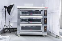 China Bakery Gas Deck Oven 3 Decks 12 Trays Stainless Steel Bake Pizza Convection Oven for sale