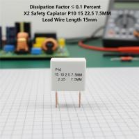 China Dissipation Factor ≤ 0.1 Percent X2 Safety Capacitor P10 15 22.5 7.5MM Lead Wire Length 15mm Electrical Component for Industrial Applications for sale