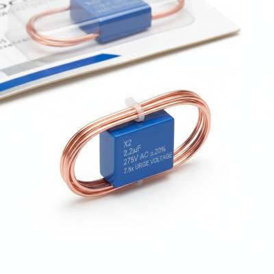 China Tinned Copper Lead Wire Material X2 Safety Capacitor Capacitance Tolerance Plus Minus 20 Percent Rated Surge Voltage 2.5 Times Rated Voltage for sale