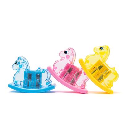 China Patent Baby Kid Safe Promotion Gift Cheap  Rocking Cute Horse  Double Hole School Children Pencil Sharpener for sale