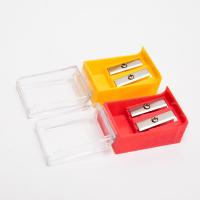 China Plastic School Kids Manual Double Hole Sharpener With Lid for sale