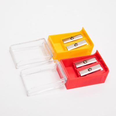 China Plastic School Kids Manual Double Hole Sharpener With Lid for sale